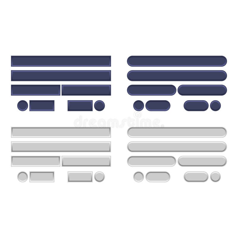 Icon Set Multi Colored Button in Flat Style. Stock Vector ...