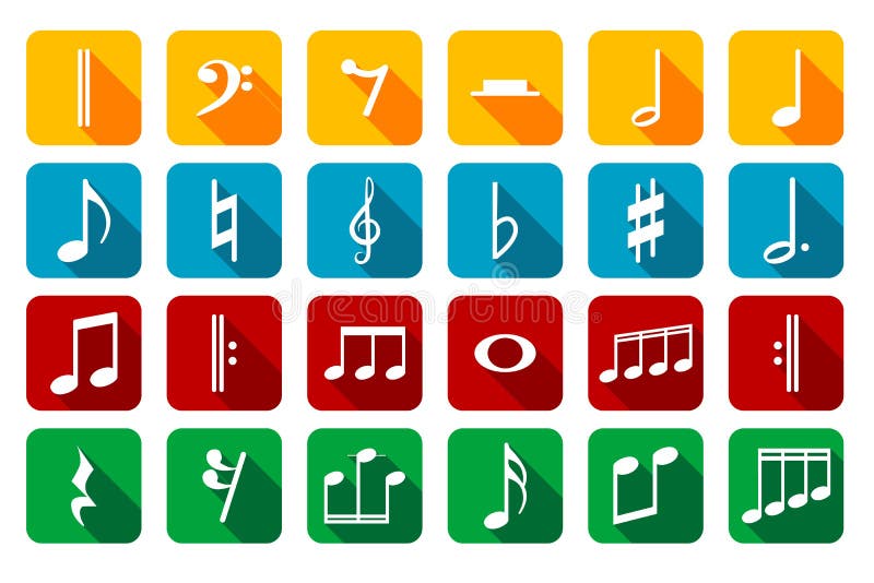 Icon Set of Music Notes and Signs Stock Vector - Illustration of ...