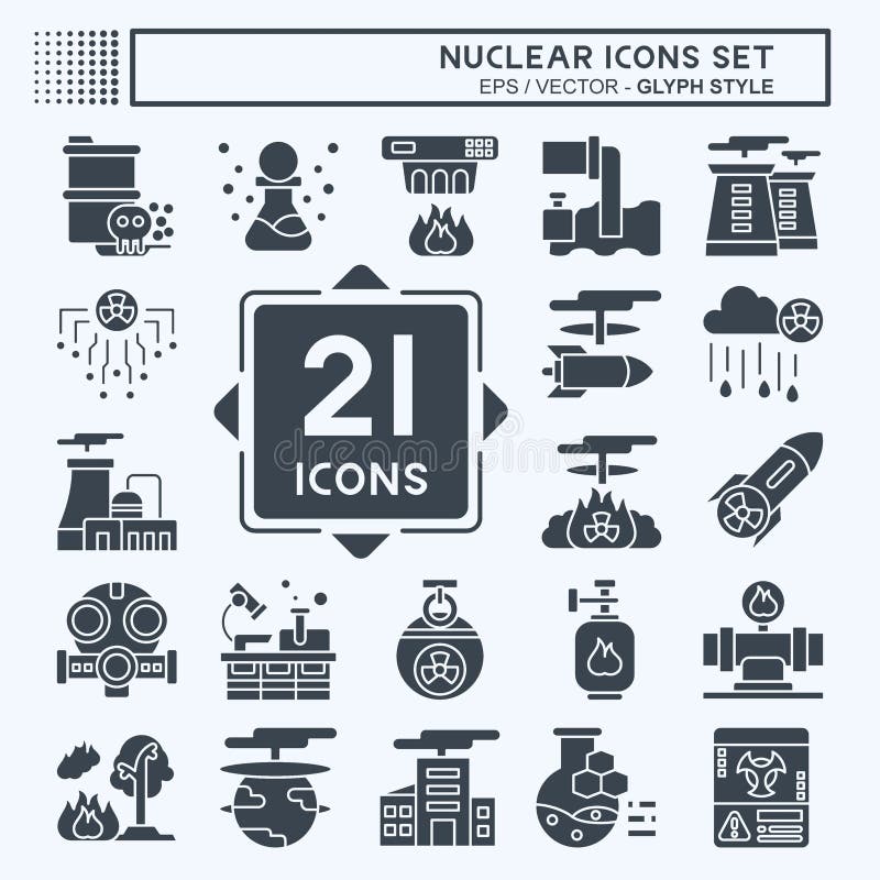 Icon Set Nuclear. Related To Nuclear Symbol. Glyph Style. Simple Design ...