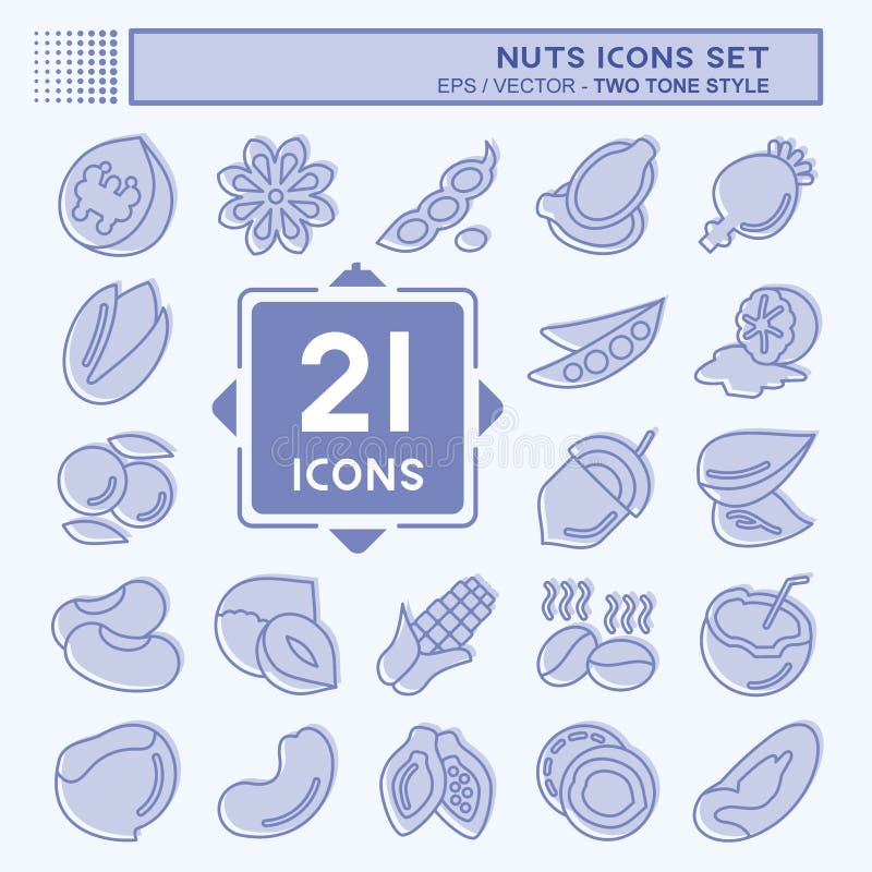 Icon Set Nuts. Suitable for Nuts Symbol. Two Tone Style. Simple Design ...