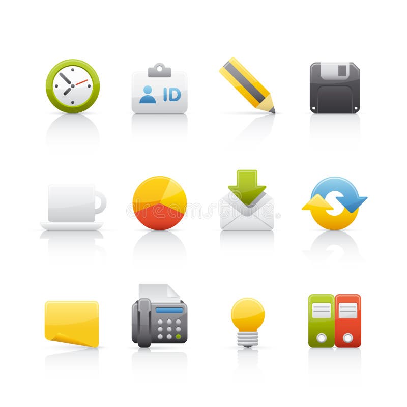 Office Tools Realistic Icon Set Stock Illustration - Illustration of ...