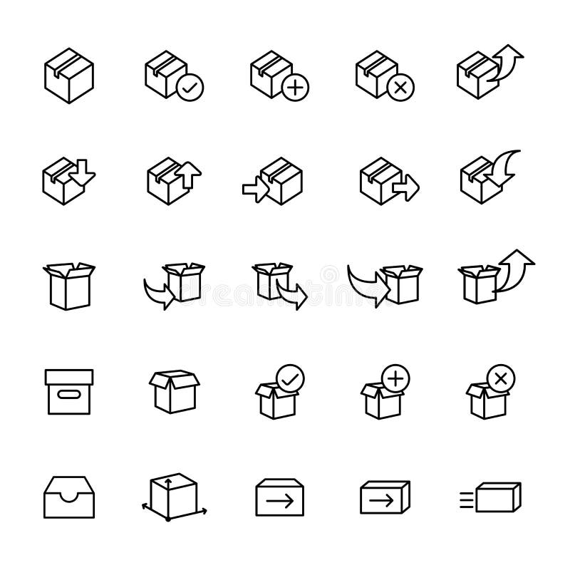Icon Set of Packaging and Shipping Stock Illustration - Illustration of ...
