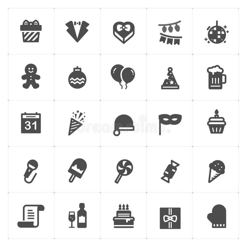 Icon Set - Party Color Icon Style Vector Illustration Stock Vector ...