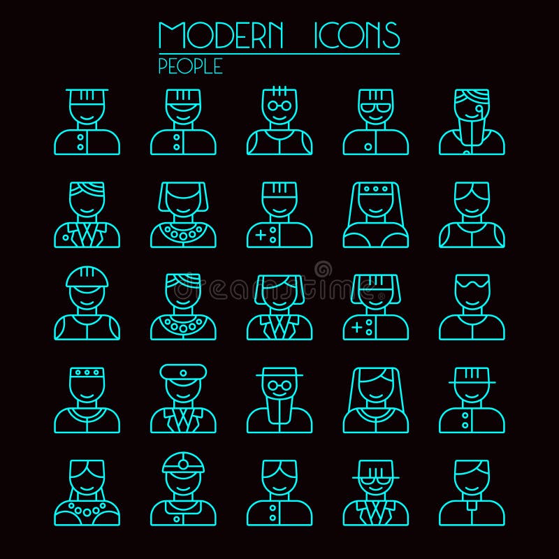 Icon set people stock vector. Illustration of bride, drawing - 58890923