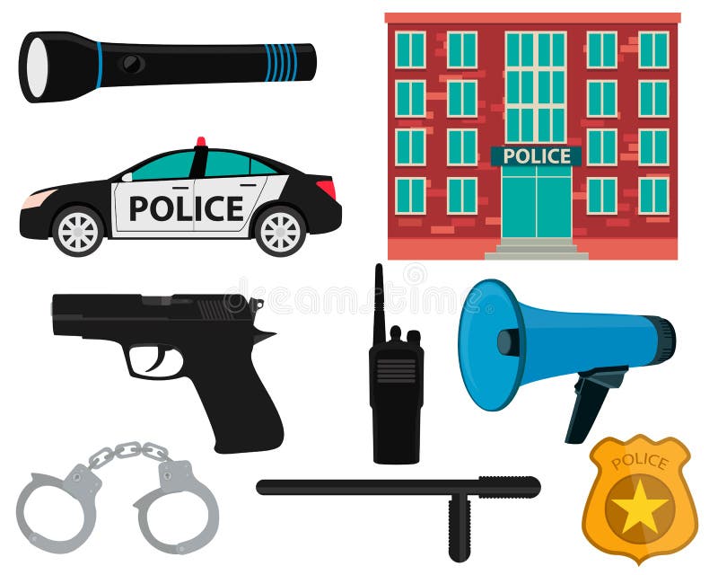 Icon set police stock vector. Illustration of object - 58177144