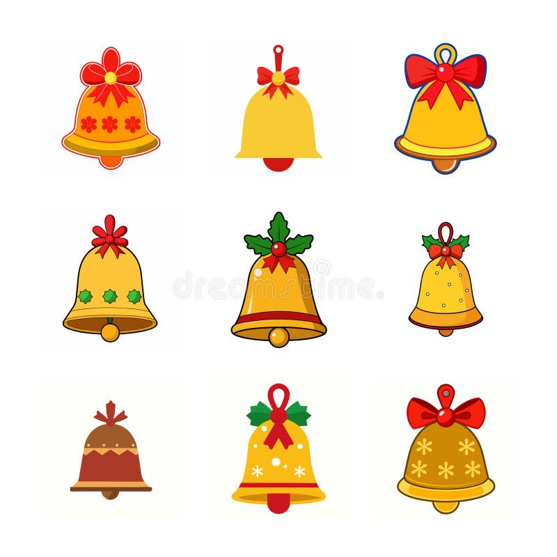 Christmas Bell Vector Illustration Icons. Stock Vector - Illustration ...