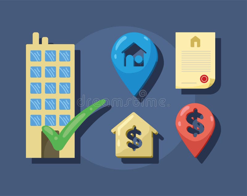 Icon set, real estate stock vector. Illustration of mortgage - 255880256