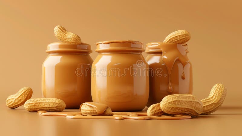 An Icon Set of Realistic 3D Modern Peanut Butters Stock Photo - Image ...