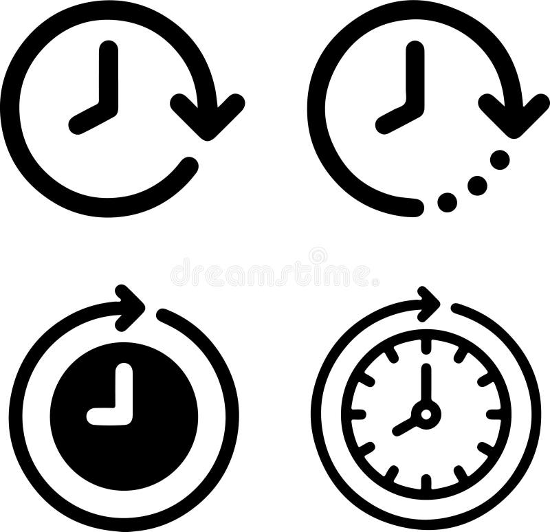 Icon Set of Remaining Time on Clock, Countdown, Stopwatch, Time, Timer ...