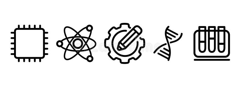 Icon Set Science of Semiconductor Atom Engineering Design Symbolize ...