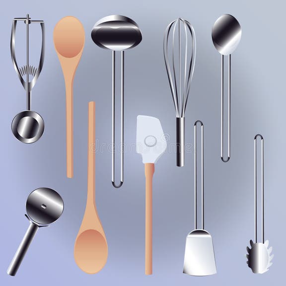 Seamless Kitchen Tools Pattern in Vector Realistic Modern Design Stock Vector - Illustration of ...