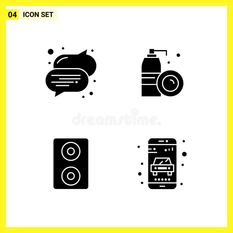 4 Icon Set. Simple Solid Symbols Stock Vector - Illustration of idea ...