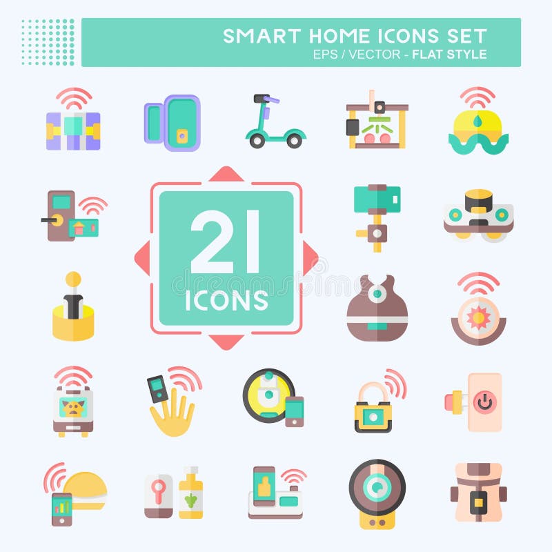 Icon Set Smart Home. Related To Technology Symbol. Flat Style. Simple ...