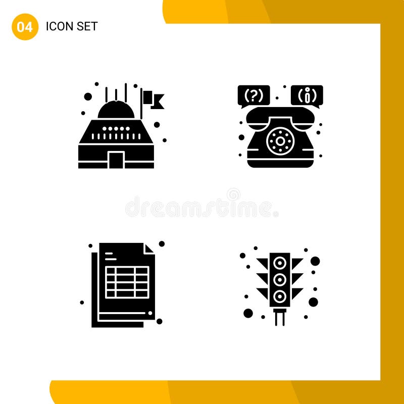 4 Icon Set. Solid Style Icon Pack Stock Vector - Illustration of ...