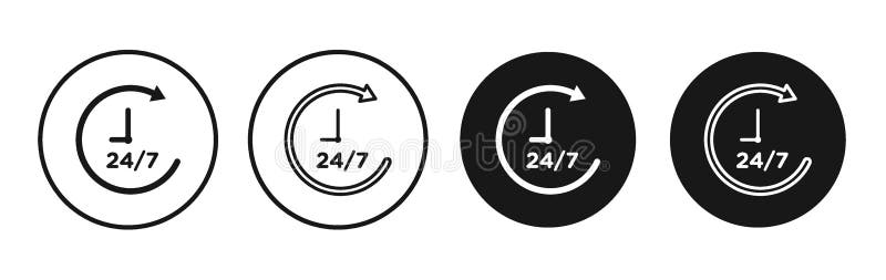 24 7 Icon Vector Set on White Background Stock Vector - Illustration of ...