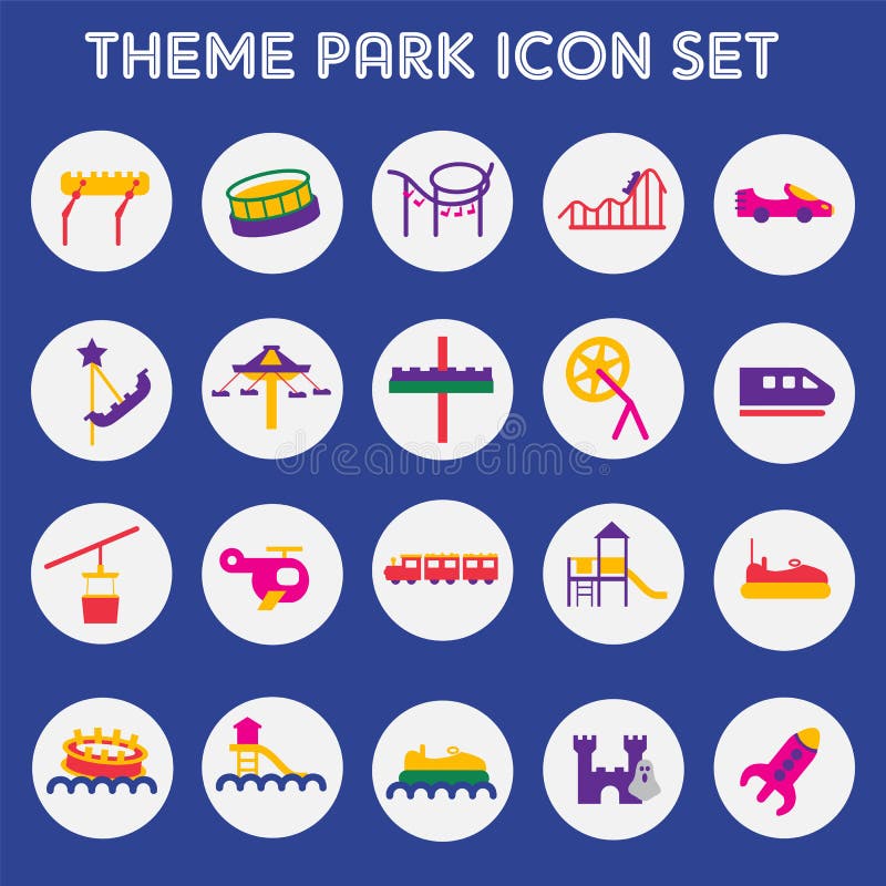 Icon set theme park stock vector. Illustration of adventure - 67372496