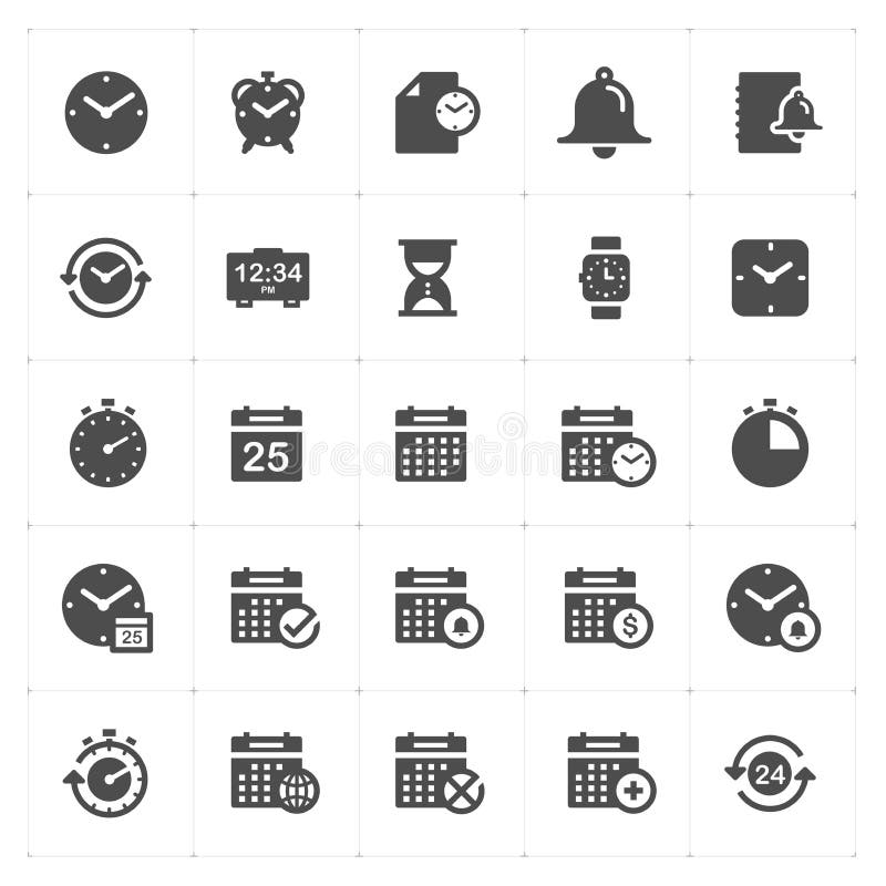 Icon Set - Time and Schedule Filled Icon Style Stock Vector ...