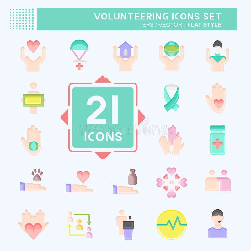 Icon Set Icon Volunteering. Related To Volunteering Symbol. Flat Style ...