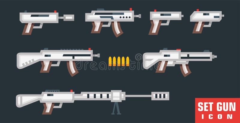Icon Set Weapon, Modern and Detailed of Various Weapons Stock Vector ...