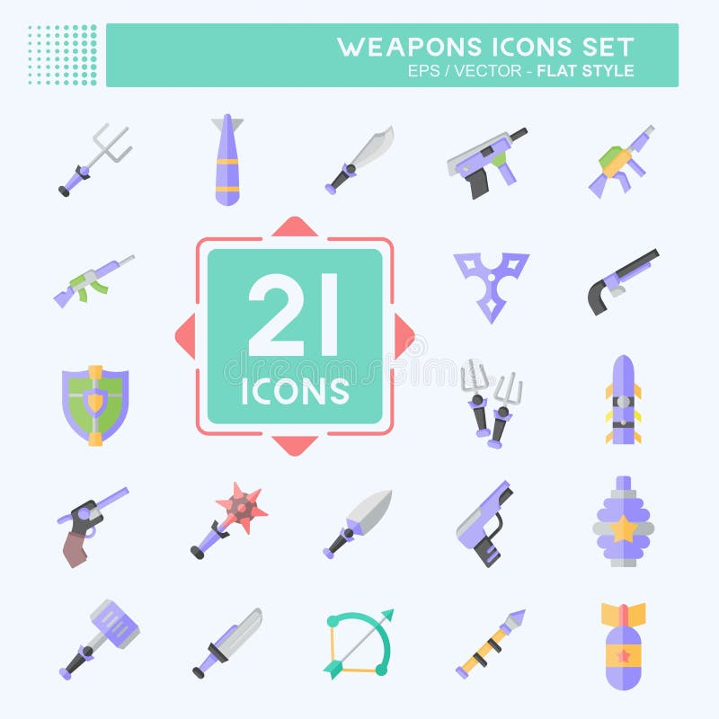 Icon Set Weapons. Related ToTools of War Symbol. Flat Style. Simple ...