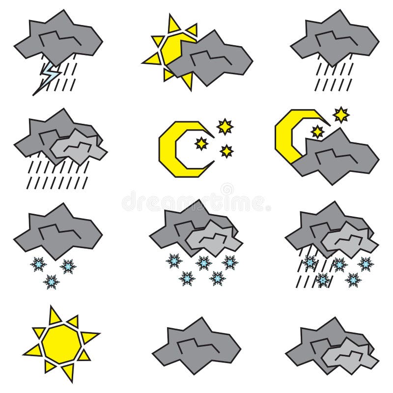 Icon set weather logos stock vector. Illustration of sign - 74101532