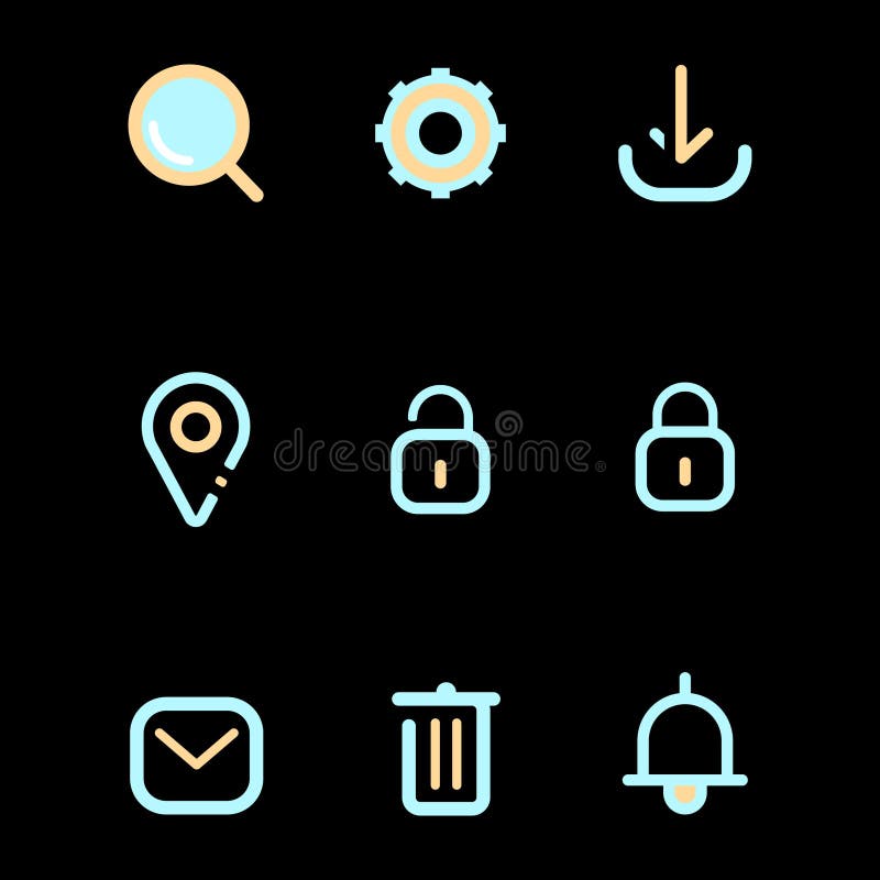 Icon set for web or app stock vector. Illustration of interface - 203941603