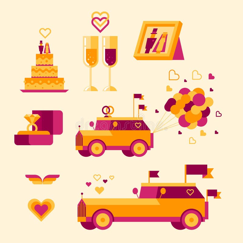 Icon Set for a Wedding Celebration Stock Illustration - Illustration of ...