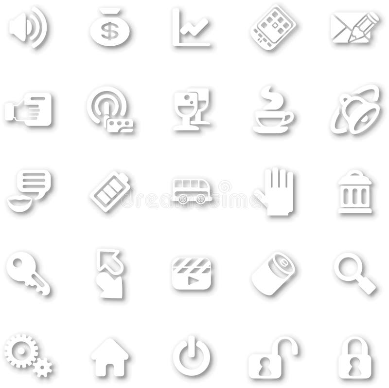 Icon Set White minimalist stock vector. Illustration of interface ...