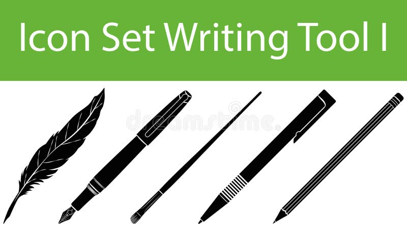 Set of Writing Tool Illustrations Stock Vector - Illustration of icon ...
