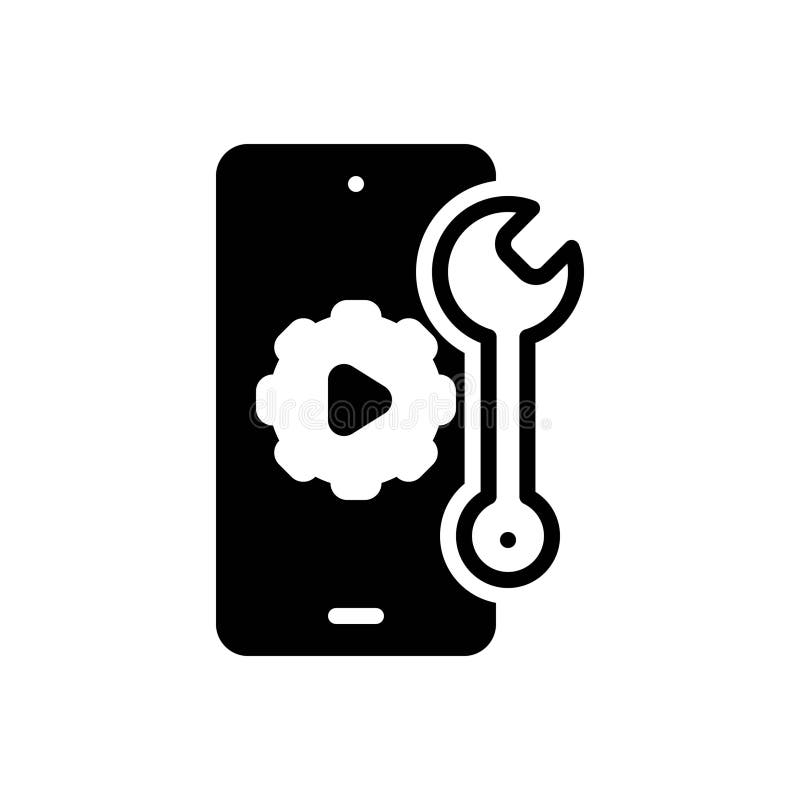 Black Solid Icon for Setup, Gear and Maintenance Stock Vector ...
