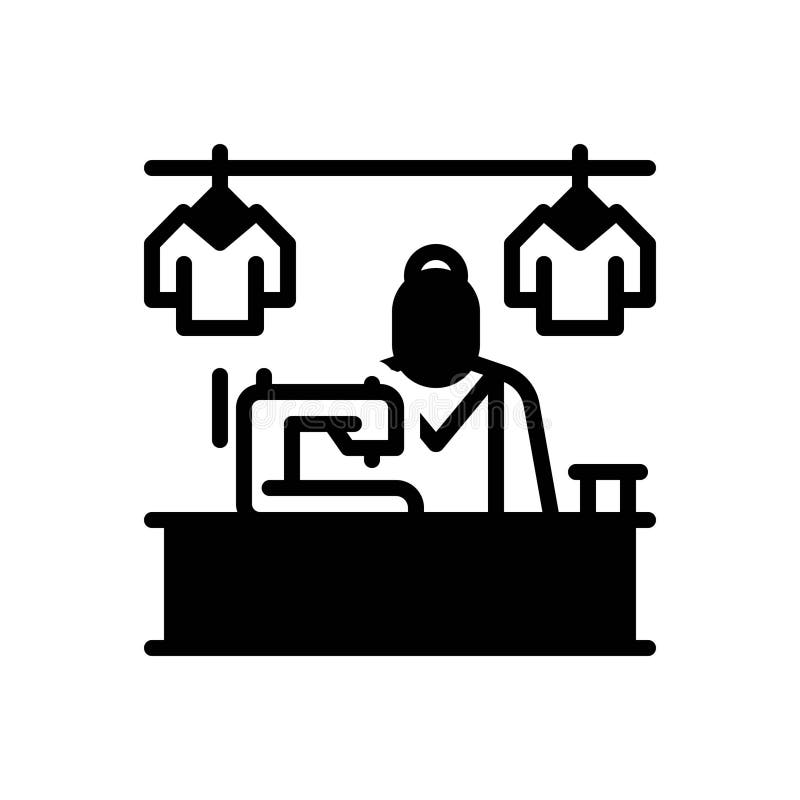 Black Solid Icon for Sewing, Hanging Cloth and Stitch Stock Vector ...