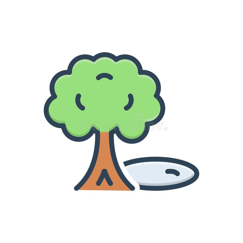 Color Illustration Icon for Shade, Shadow and Tree Stock Illustration ...