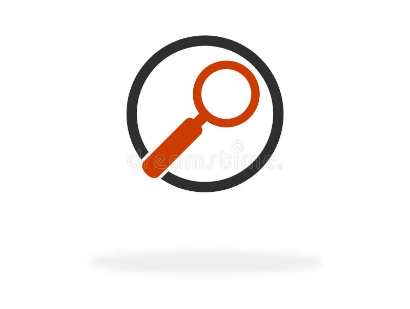 Icon and Shadow: Red Search and Find Symbol Stock Illustration ...