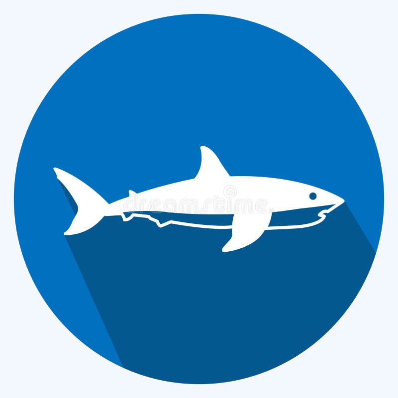 Icon Shark. Suitable for Animal Symbol. Long Shadow Style. Simple ...