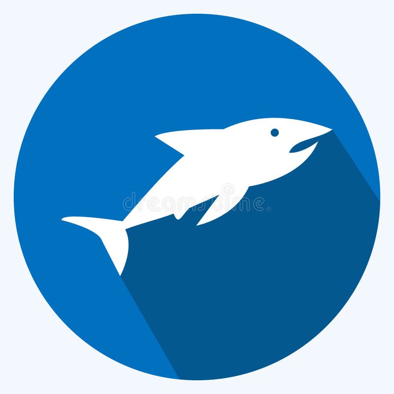 Icon Shark 2. Suitable for Sea Symbol. Long Shadow Style. Simple Design ...