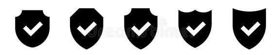 Icon Shield Check Mark Solid Black Stock Vector - Illustration of ...