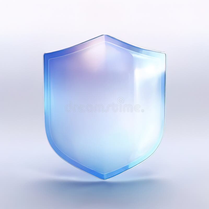 Icon of Shield, Glossy Glass Style Stock Illustration - Illustration of ...