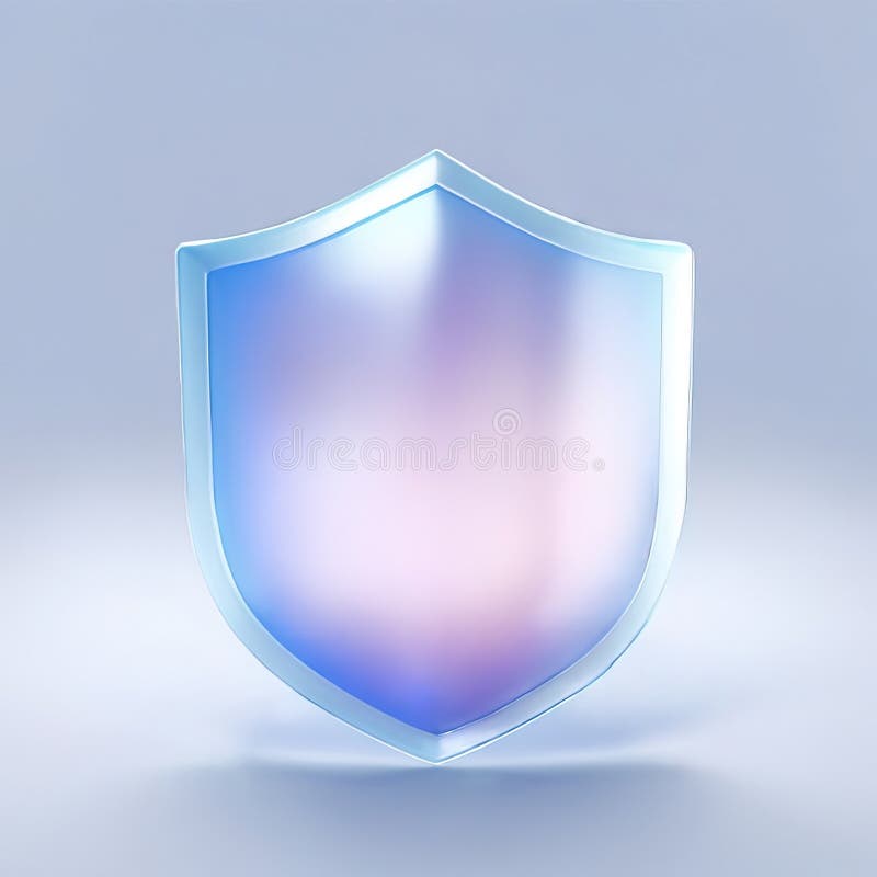 Icon of Shield, Glossy Glass Style Stock Illustration - Illustration of ...