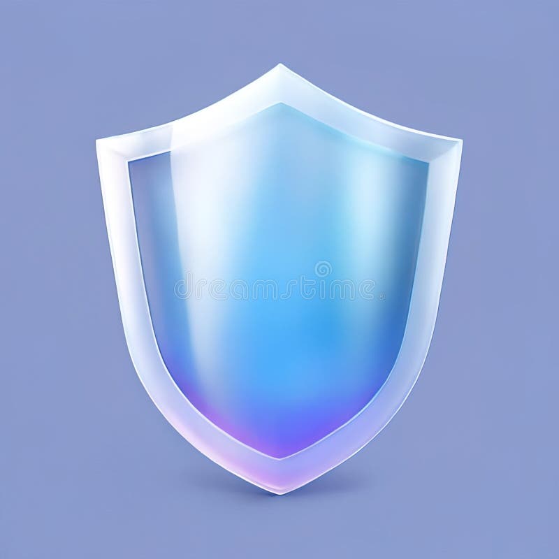 Icon of Shield, Glossy Glass Style Stock Illustration - Illustration of ...