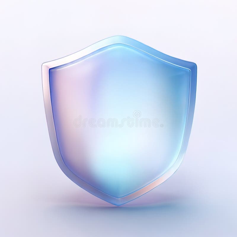 Icon of Shield, Glossy Glass Style Stock Illustration - Illustration of ...