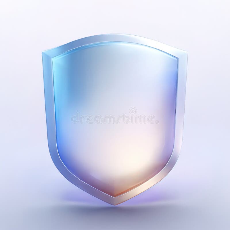 Icon of Shield, Glossy Glass Style Stock Illustration - Illustration of ...