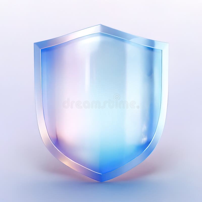 Icon of Shield, Glossy Glass Style Stock Illustration - Illustration of ...