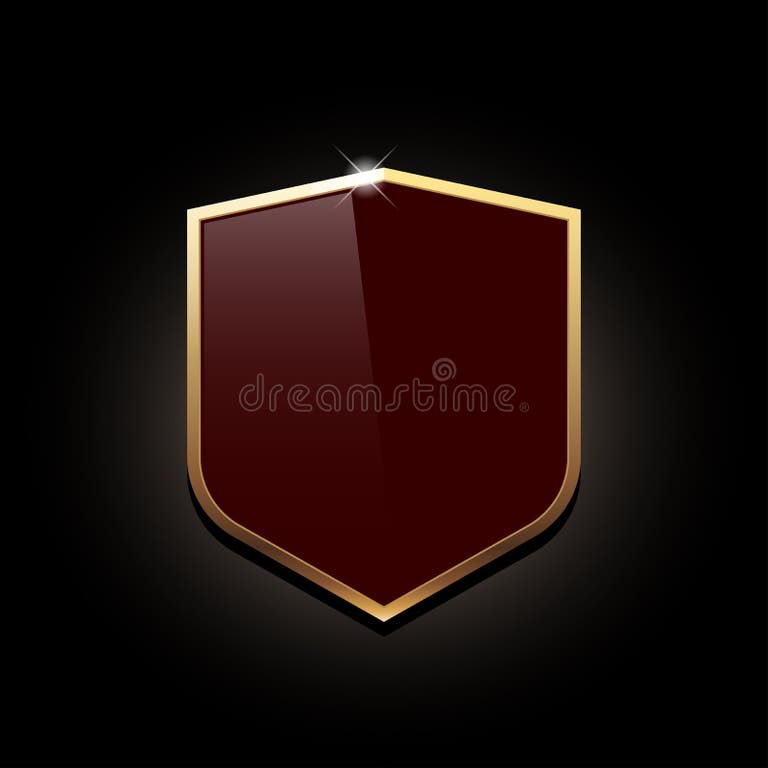 Icon Shield with Gold Edging. Stock Vector - Illustration of glassy ...