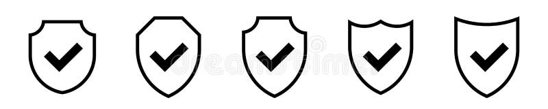 Icon Shield Line Check Mark. Stock Vector - Illustration of secure ...
