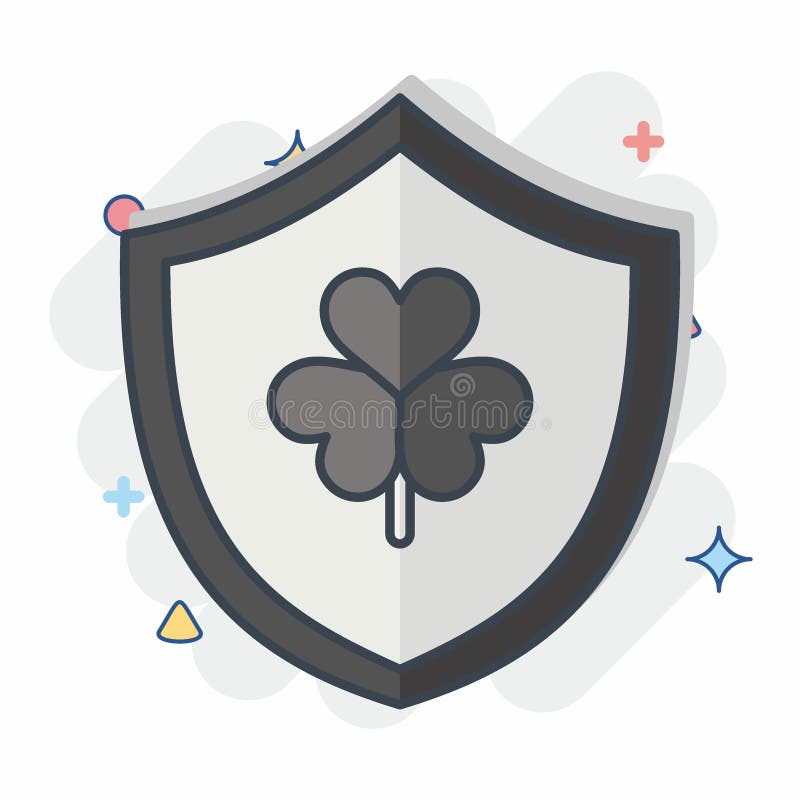 Icon Shield. Related To Ireland Symbol. Comic Style. Simple Design ...