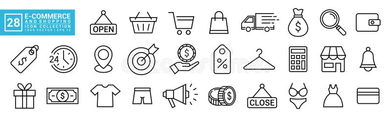 Collection of Shopping Icon, Trade, Sell, Buy, Commerce Stock Vector ...