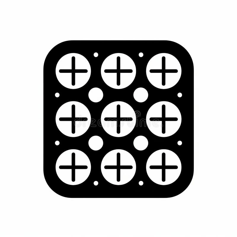 Interactive Black and White Box Icon with Multiple Dots Vector Stock ...