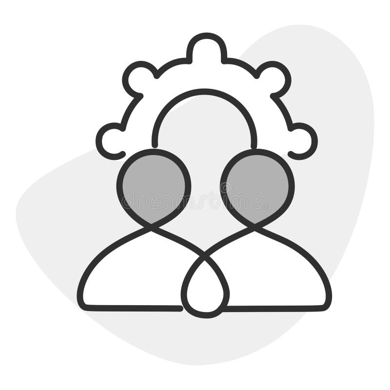 An Icon Showcasing Two People and a Half Gear, Representing Teamwork ...