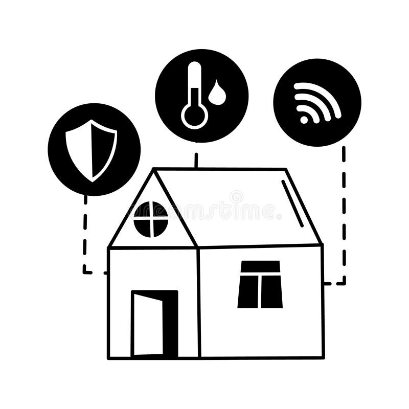 Icon Showing House with Smart Security Features Stock Vector ...