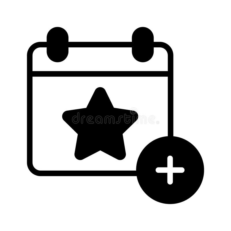Icon Showing a Star and Calendar for Adding Events Stock Illustration ...